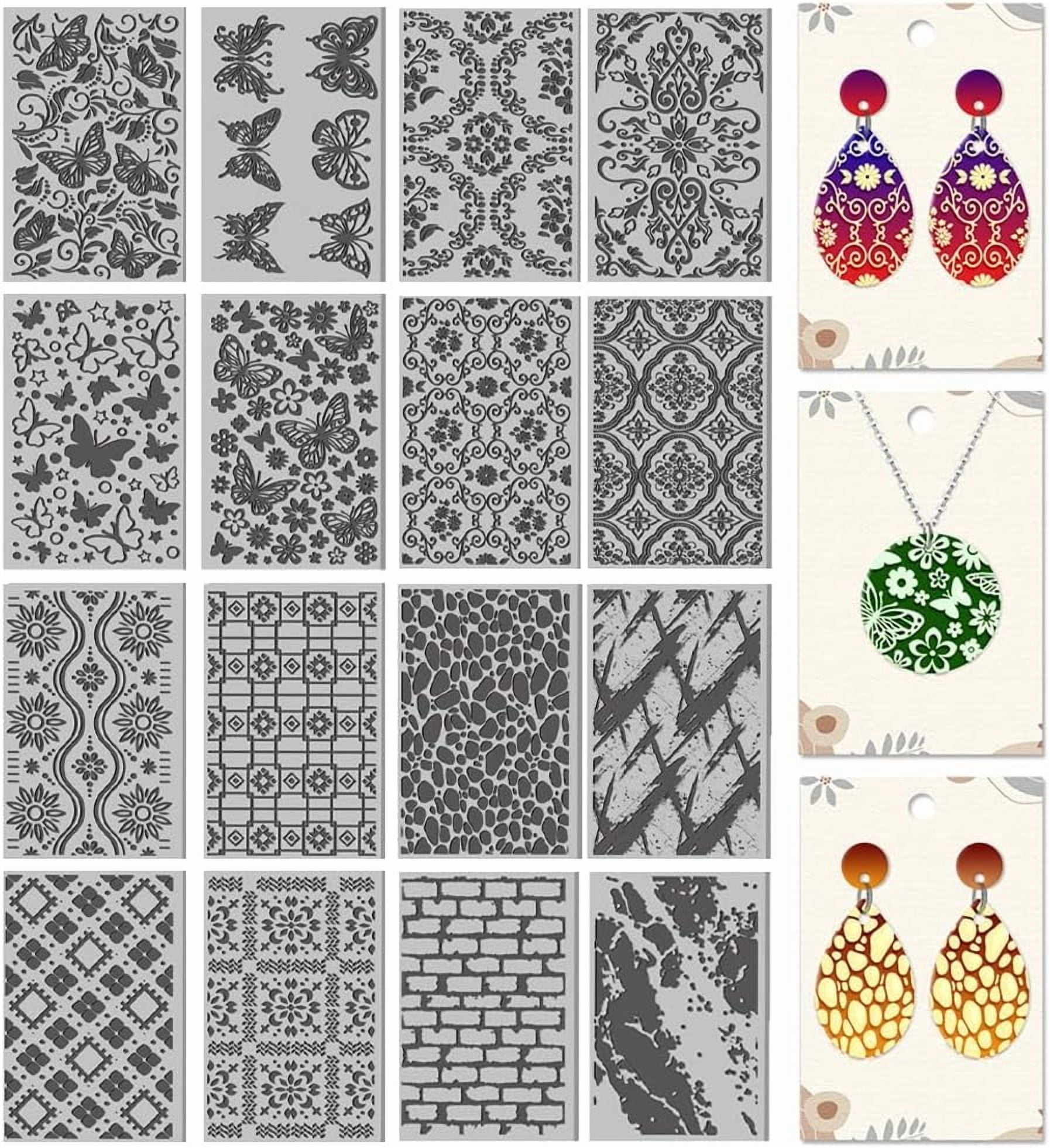 16 Sheets Flower and Butterfly Clay Texture Mat Vintage Pattern Polymer ...
