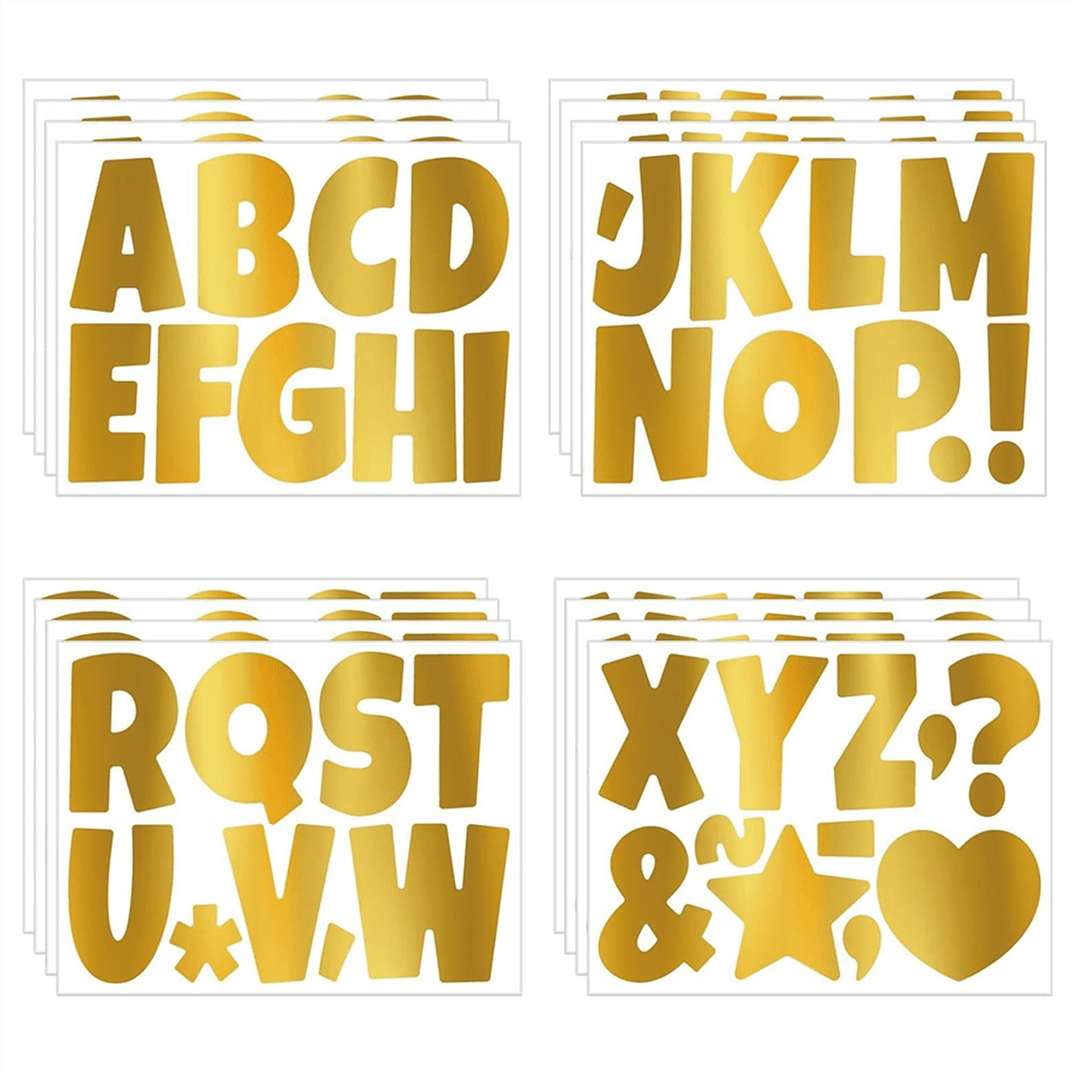 16 Sheets Gold Letter Stickers, 4 Inch Self Adhesive Uppercase Letters ...