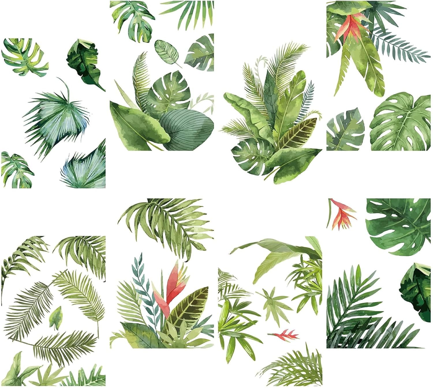 16 Sheets Leaf Wall Stickers Tropical Plants Stickers Turtleback Leaf ...
