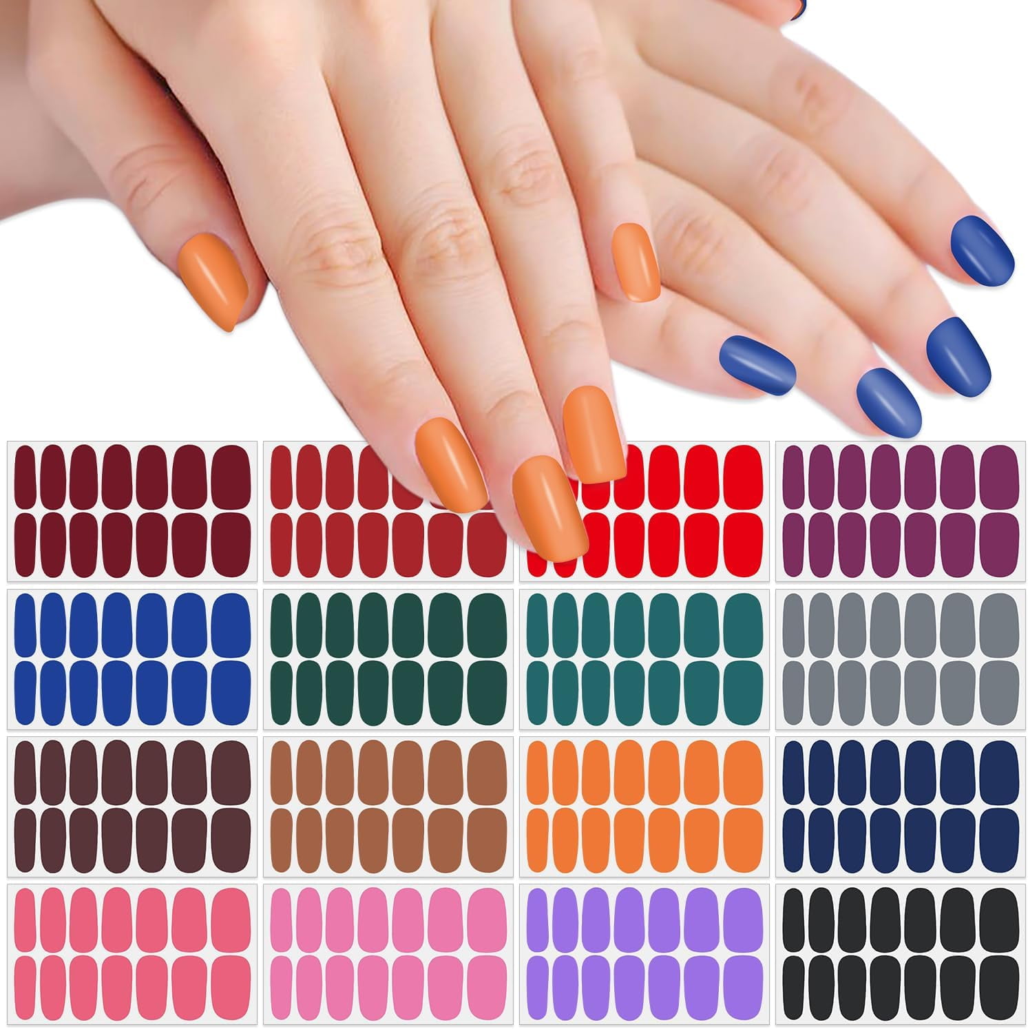 16 Sheets Nail Polish Strips Full Nail Wraps for Women Self Adhesive Nail Polish Stickers Gel ...