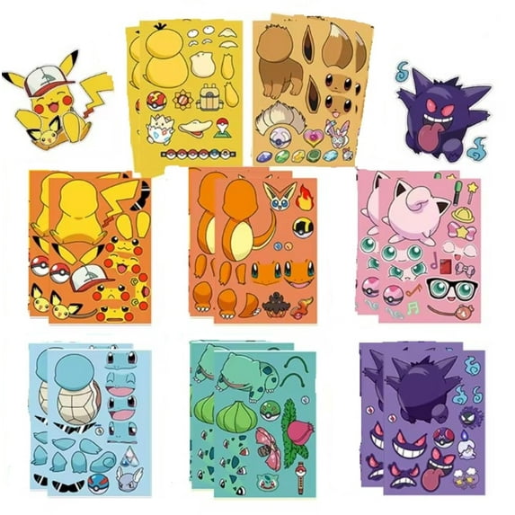 16 Sheets Pokemon Characters Puzzle Stickers Pokemon Stickers ...