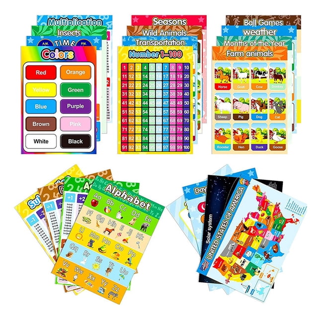 16 Sheets Preschool Education Poster Classroom Posters Toddler Child ...