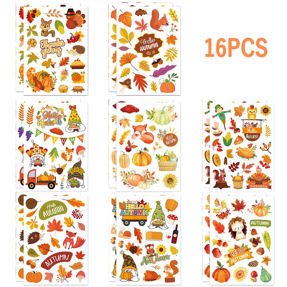 16 Sheets Thanksgiving Fall Stickers Autumn Stickers for Kids ...
