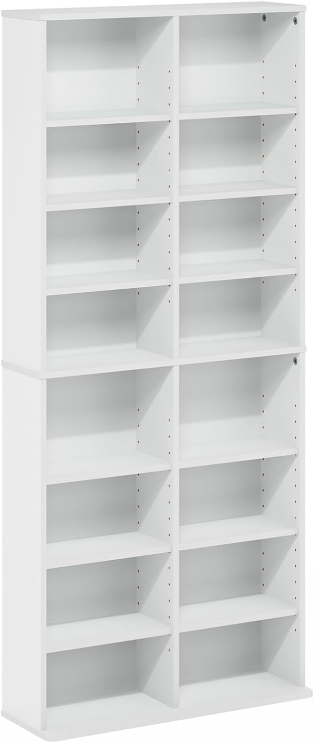 16-Shelf Multimedia Media Storage Tower Rack with Adjustable Shelves ...