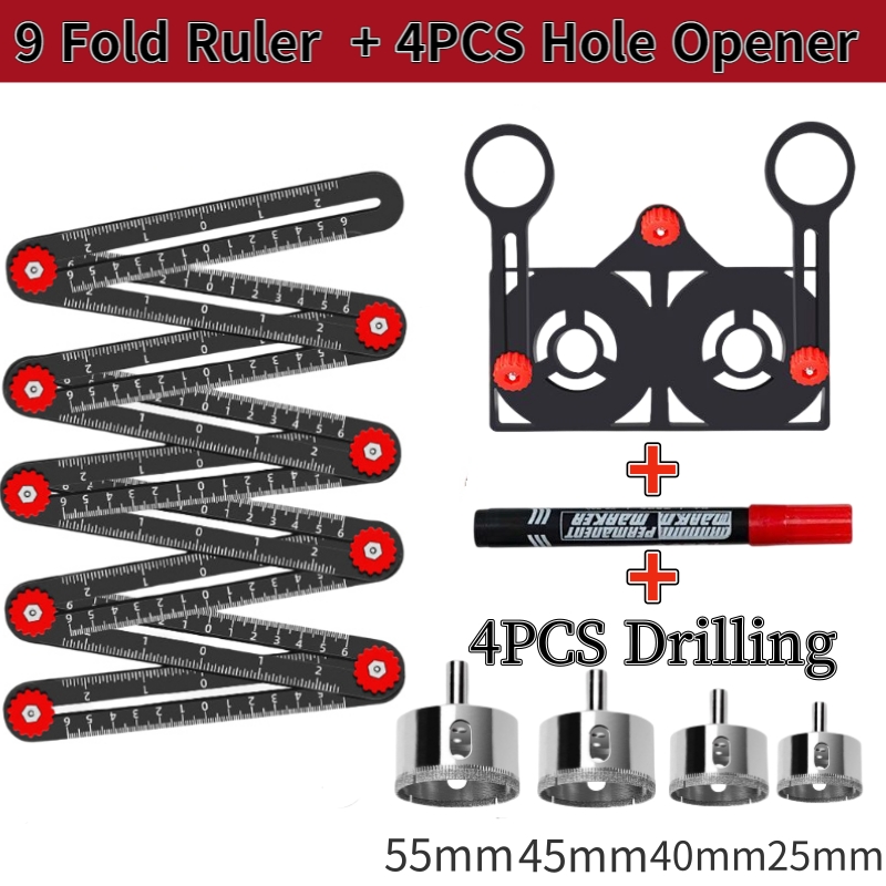 16 Side Multi Angle Measuring Ruler with Opening Locator Angle Finder ...