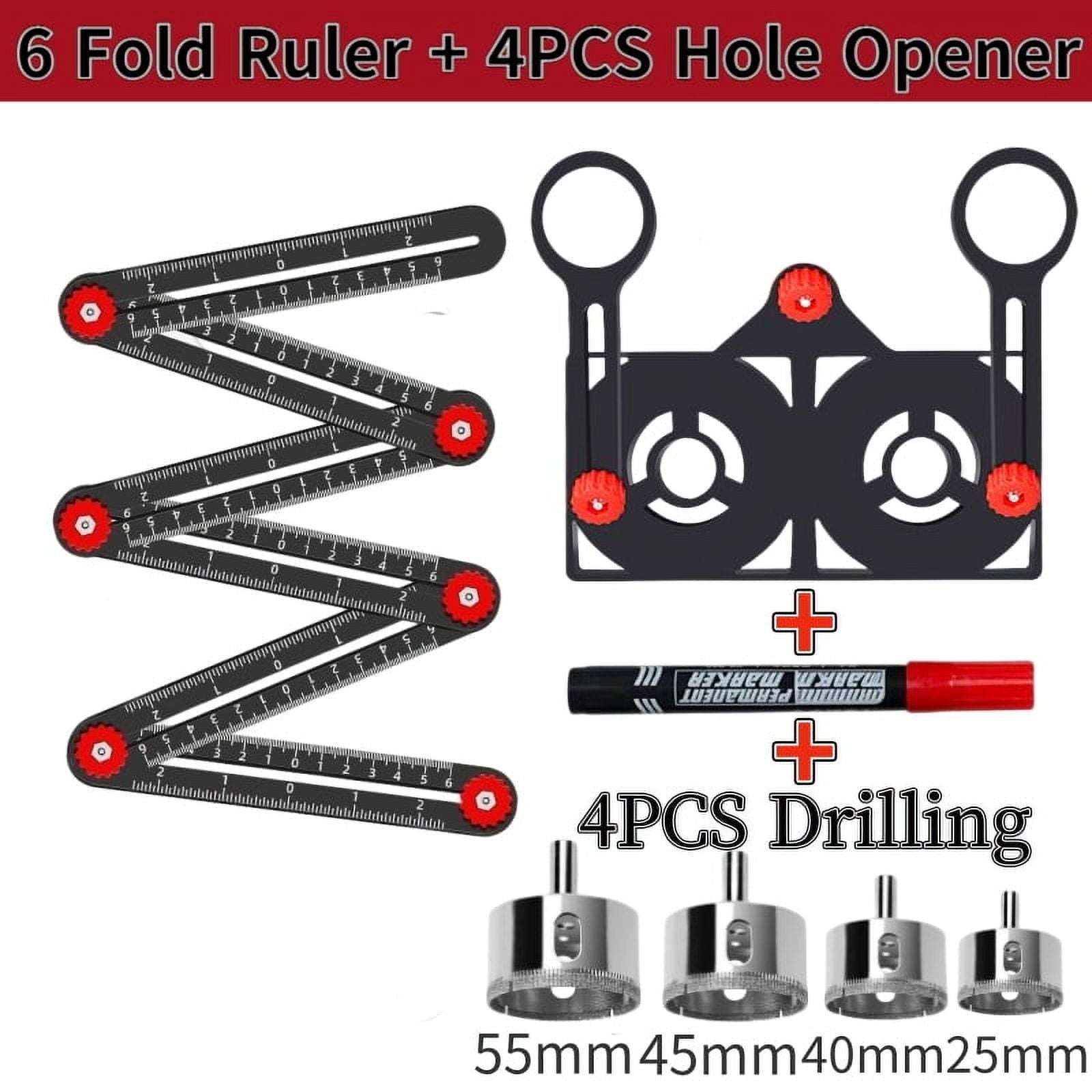 16 Side Multi Angle Measuring Ruler with Opening Locator Angle Finder ...