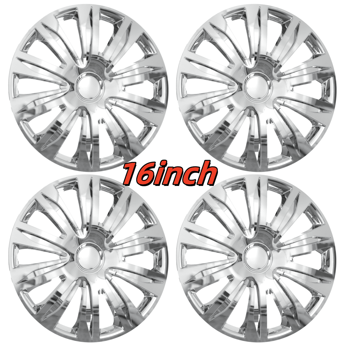 16" Silver Hubcaps/Wheel Covers for Most Cars,Set of 4 Snap on Car ...