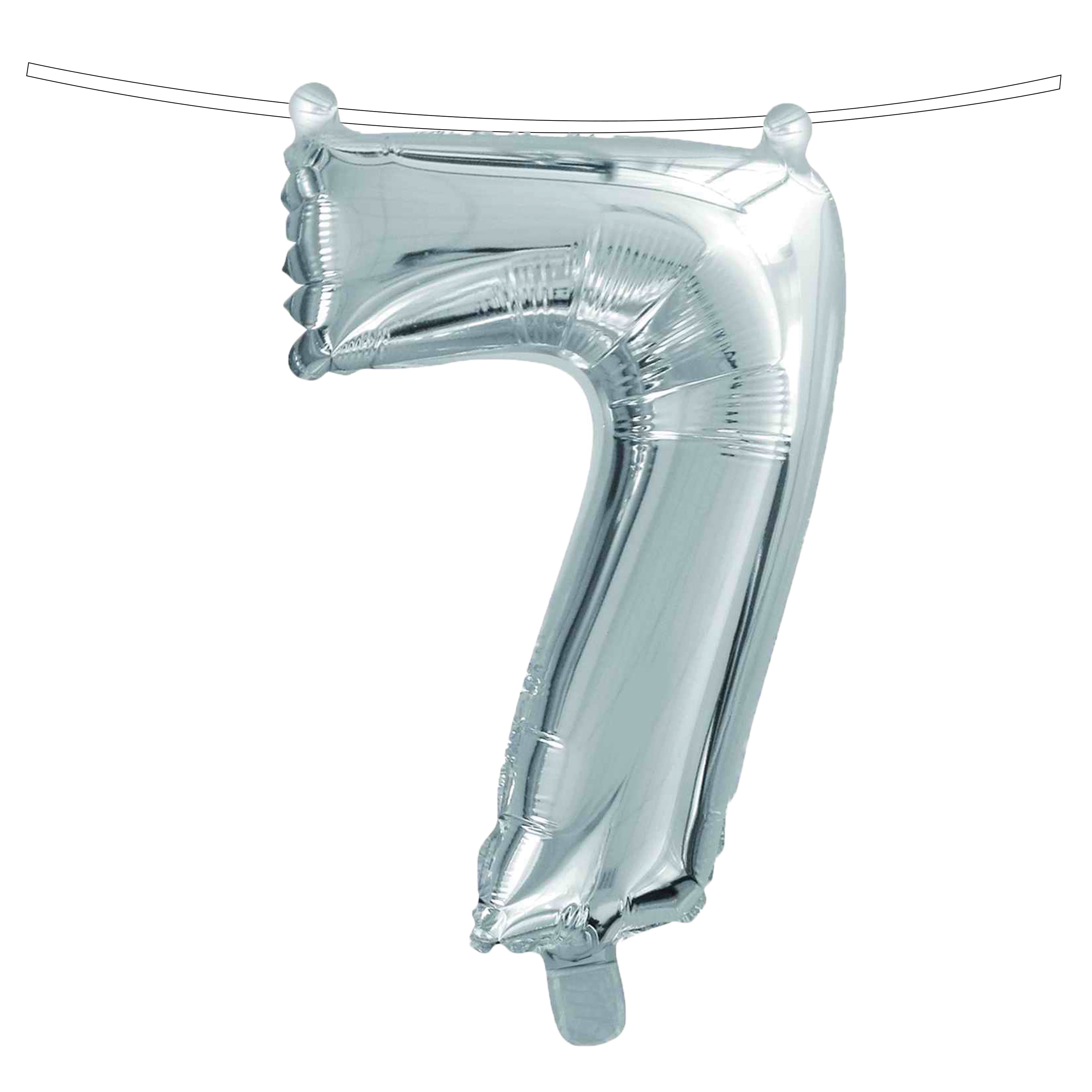 16" Silver Number 7 Balloon with Ribbon, 1 count - Walmart.com