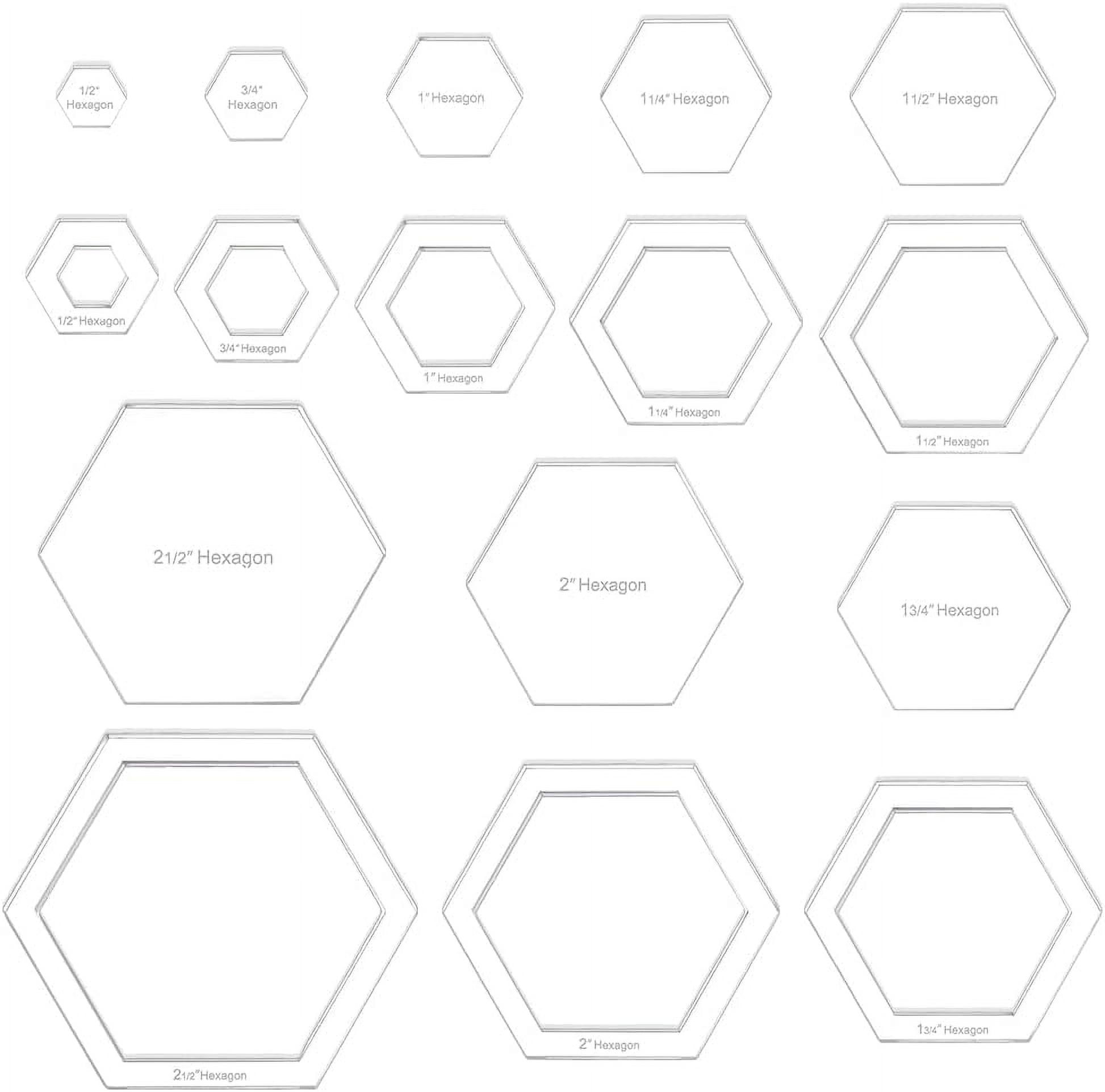 16 Sizes Hexagon Quilting Template Acrylic Intricate Sewing Machine ...