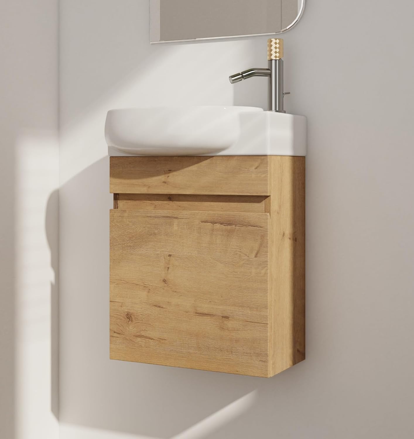 16" Small Bathroom Vanity with Sink Combo, Modern Wall Mounted Floating ...