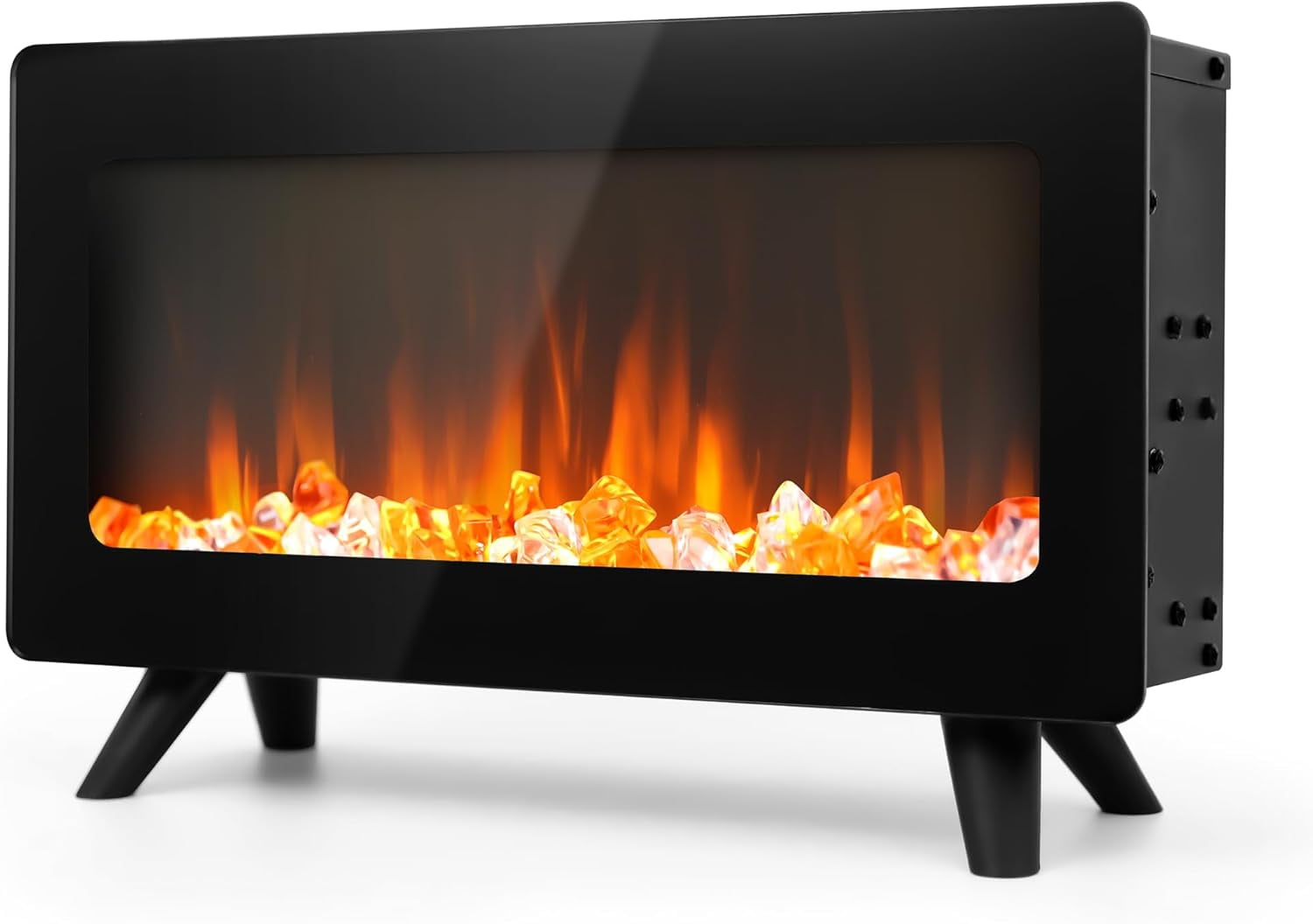 16" Small Electric Fireplace Heater - Desk Space Heater with Realistic ...