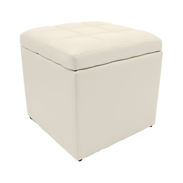 16" Square Unfold Leather hinged Storage Ottoman Bench Footstool ...