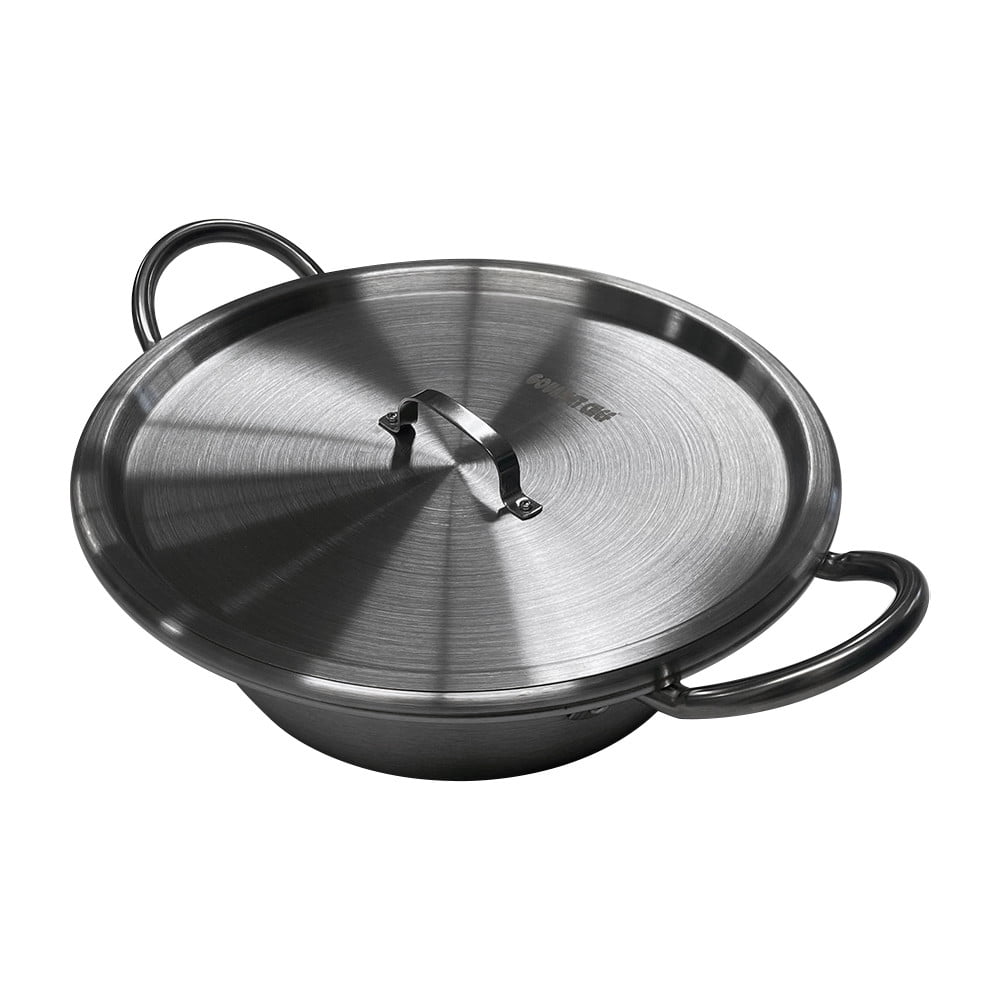 16" Stainless Steel Carnitas Cazo with Lid Comal Fry Outdoor Cooking ...