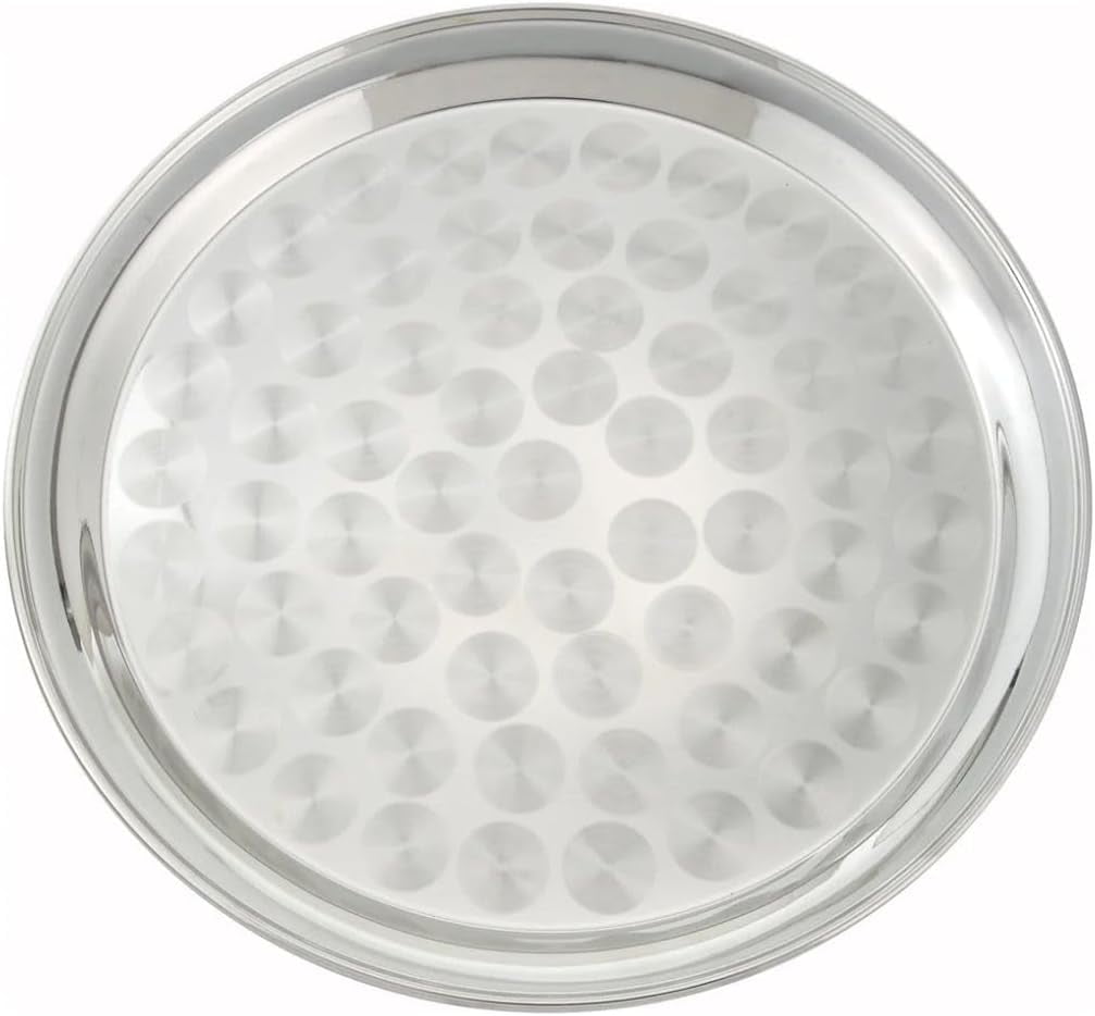 - 16" Stainless Steel Round Serving Tray with Swirl Pattern Set of 2 ...