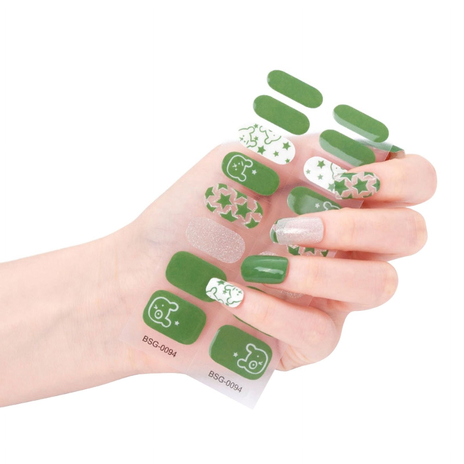 16 Sticker Semi Cured Gel Nail Polish Strips Gel Nail Full Wraps Strips ...