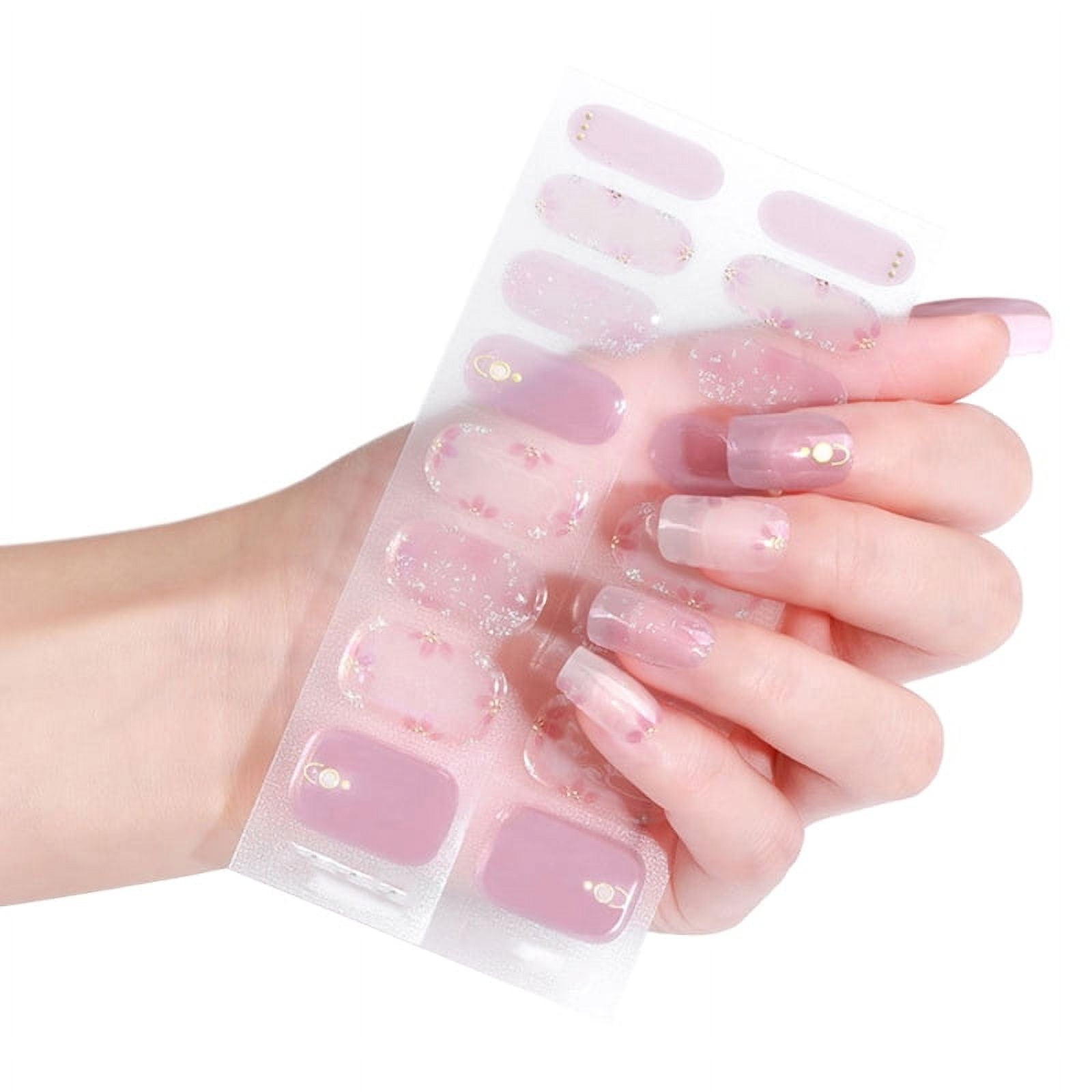16 Sticker Semi Cured Gel Nail Polish Strips Gel Nail Full Wraps Strips ...