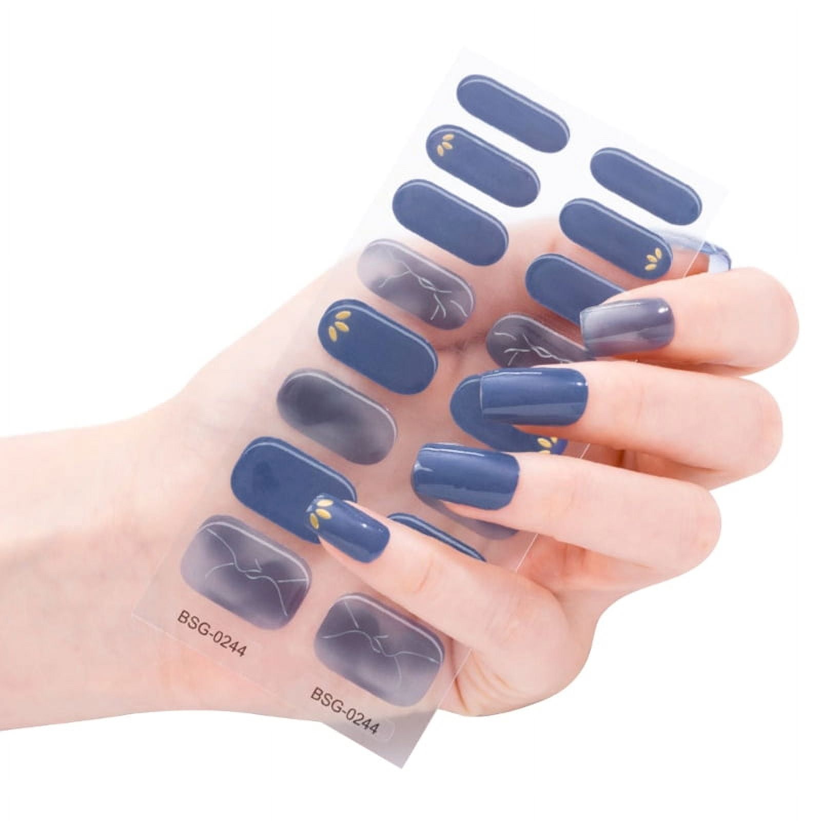 16 Sticker Semi Cured Gel Nail Polish Strips Gel Nail Full Wraps Strips ...