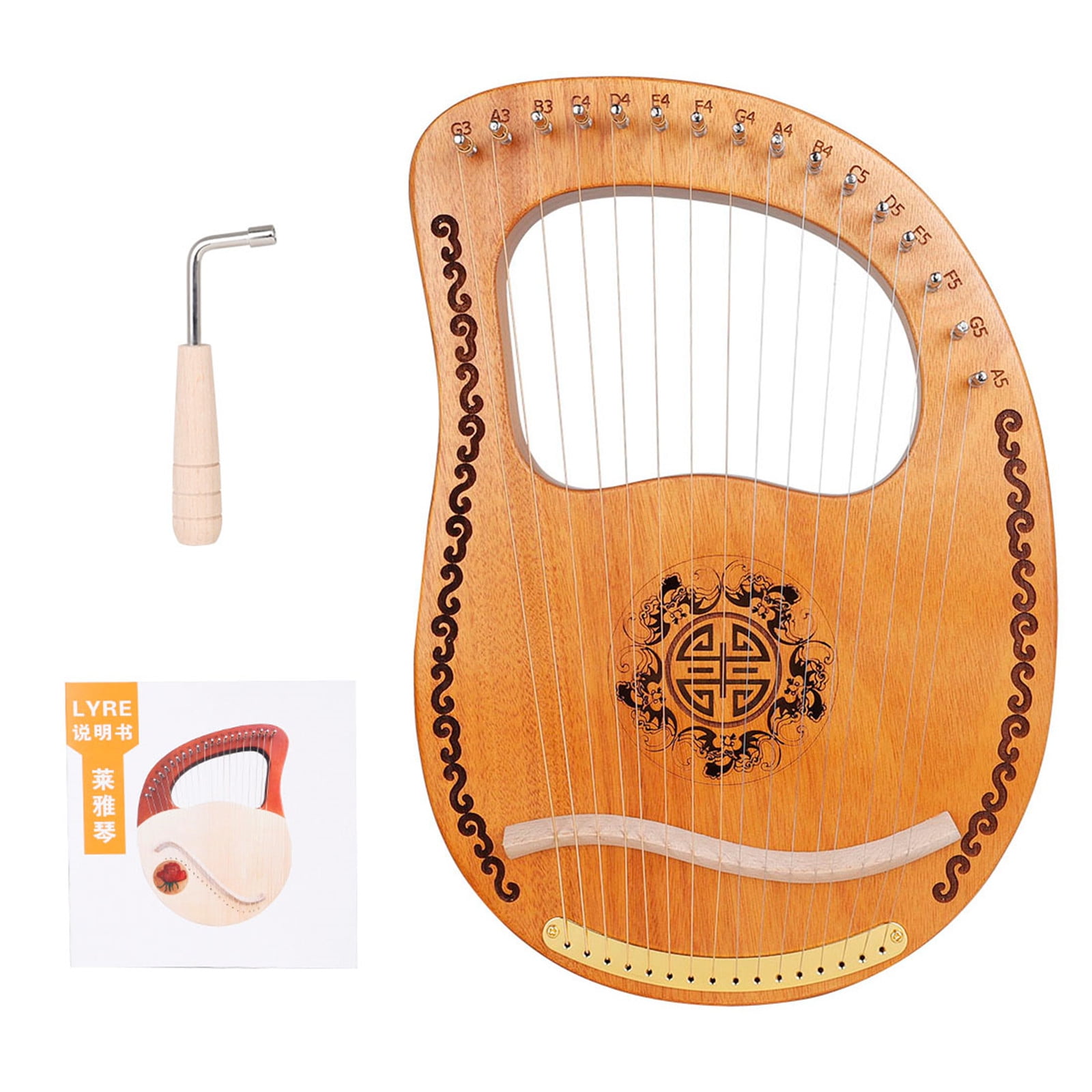16 String Wood Mahogany Xylophone Harp Musical Instrument Harp Lyre ...