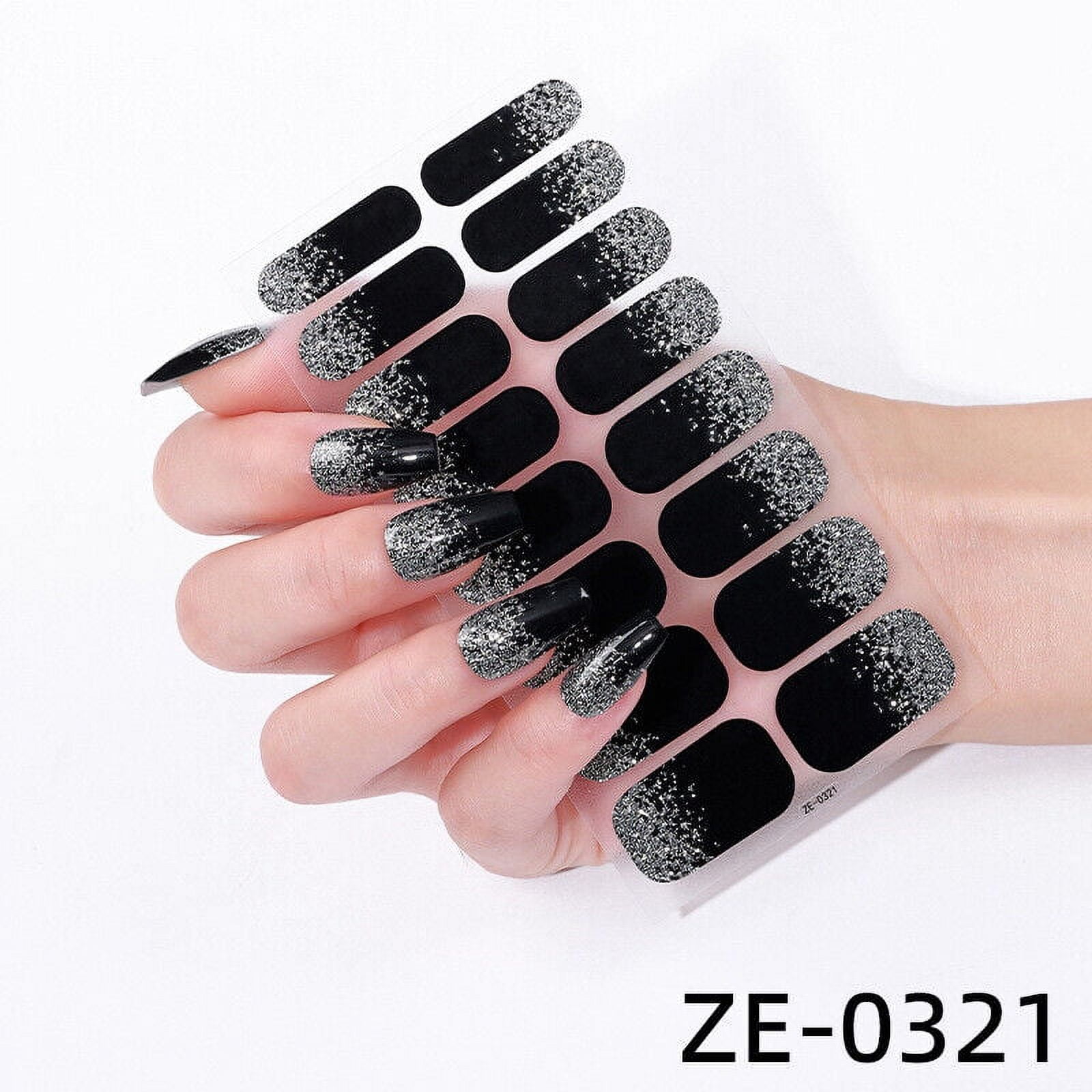 16 Strips Semi Cured Gel Nail Stickers UV Lamp Required Gel Wraps ...