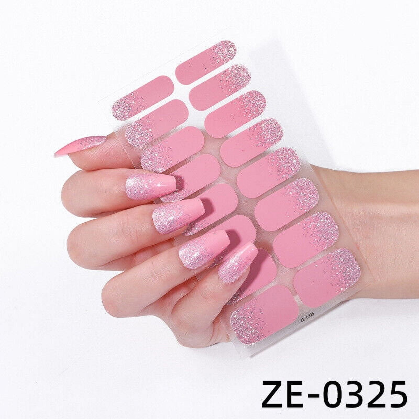 16 Strips Semi Cured Gel Nail Stickers UV Lamp Required Gel Wraps ...
