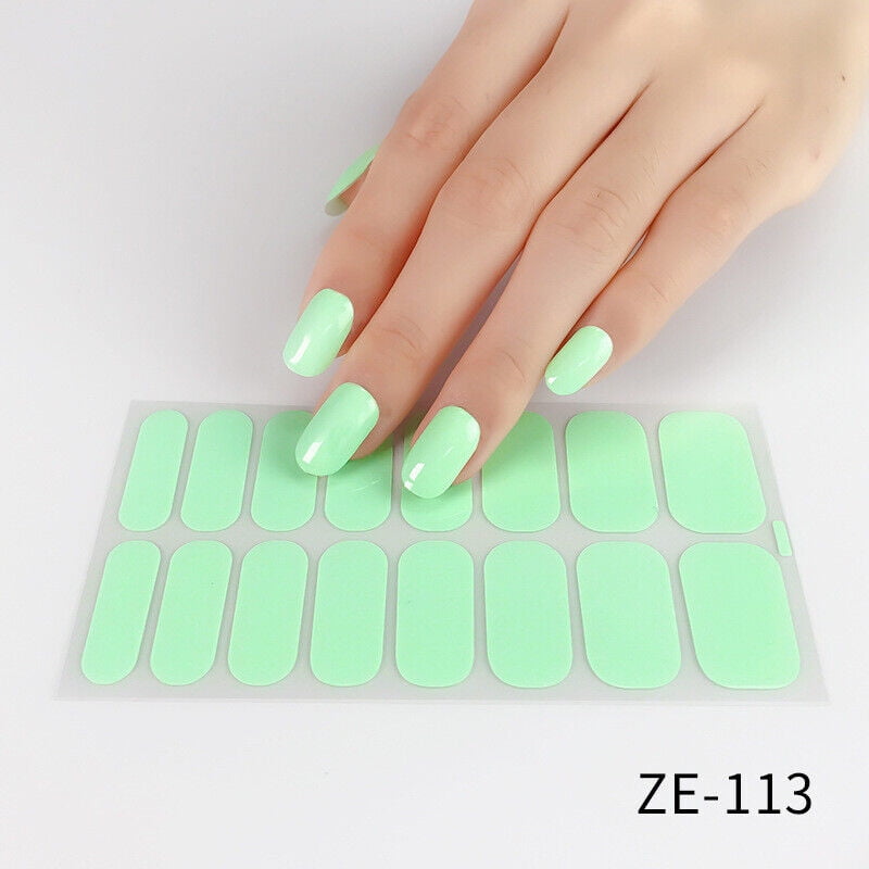 16 Strips Semi Cured Gel Nail Stickers UV Lamp Required Gel Wraps ...