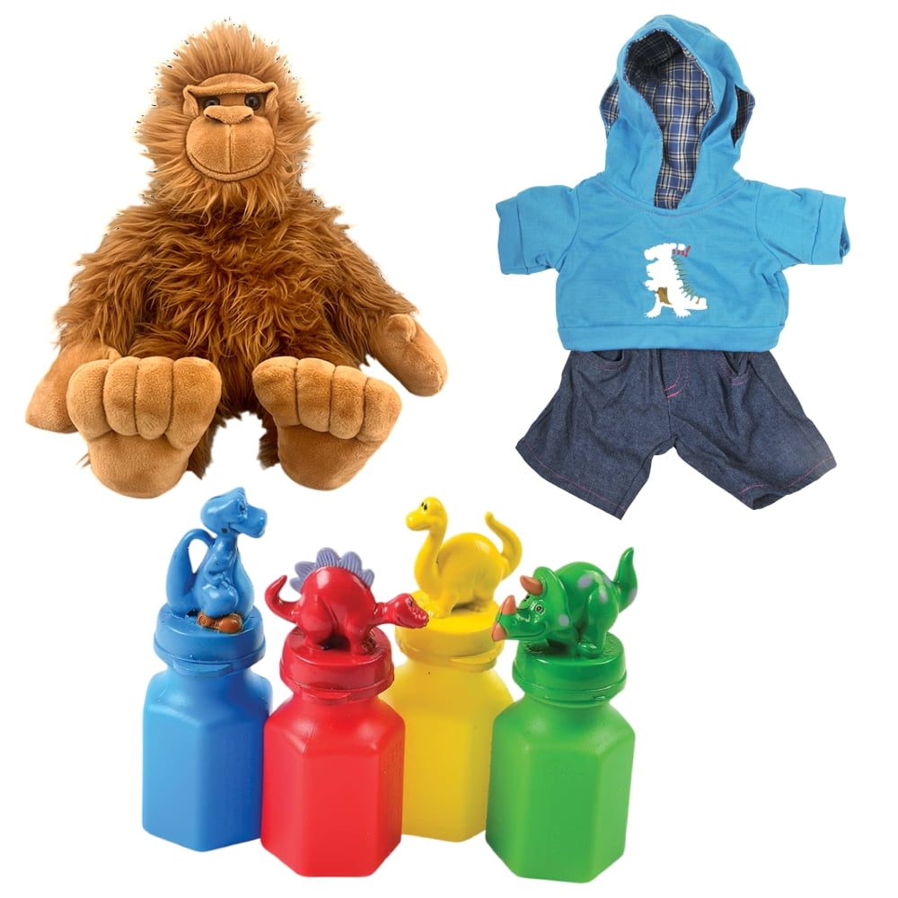 16" Stuffed Toy Stomp The Sasquatch with Dinosaur Outfit and 4 Mini ...