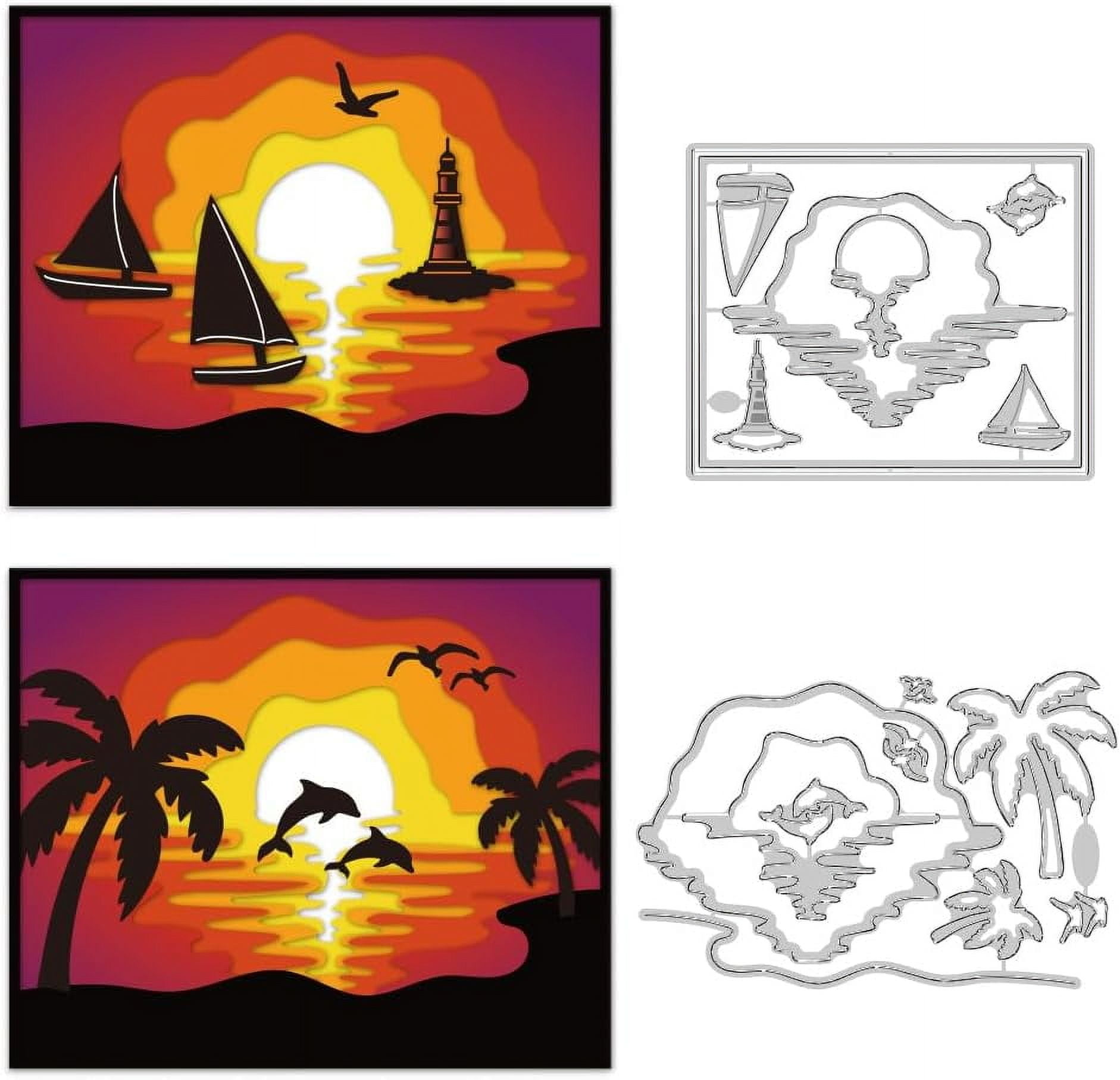 16 Style Layered Sunset Cutting Dies Embossing Template Carbon Steel ...