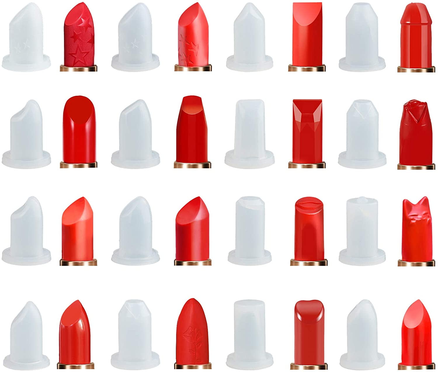 16 Style Lipstick Mold Silicone DIY Makeup Cosmetics Lipstick Mould for ...