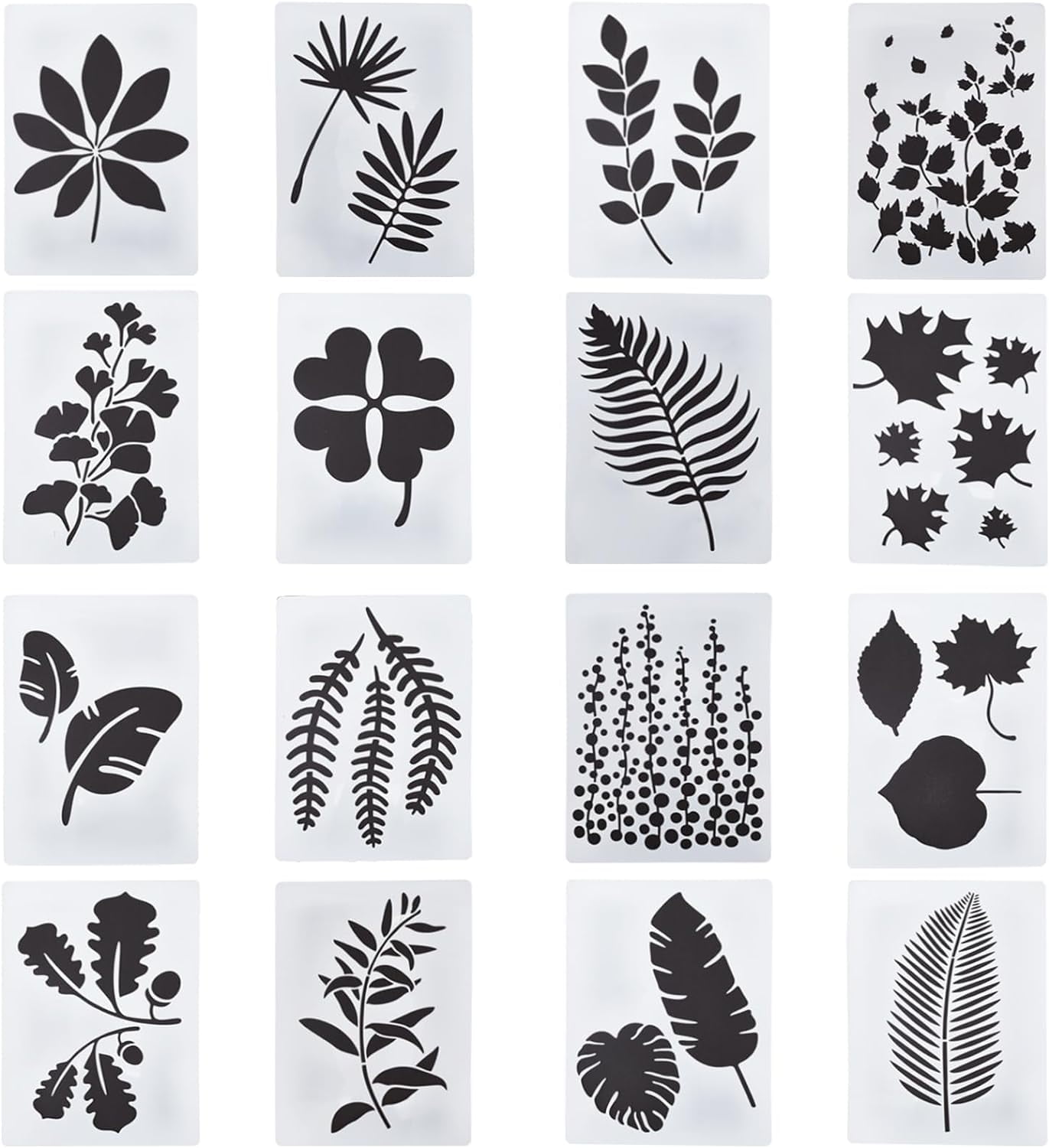 16 Styles Reusable Plant Tropical Leaf Stencils Fern Eucalyptus Leaves ...
