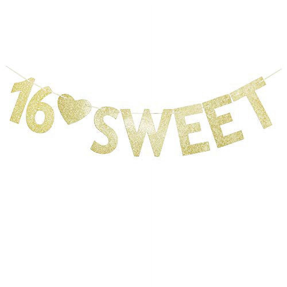 16 Sweet Banner, 16th Birthday Party Sign Garland, Sweet Sixteen Banner ...