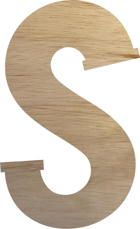 16'' Tall Wooden Letter S, Unfinished Wood Material Craft Letter, Kids ...