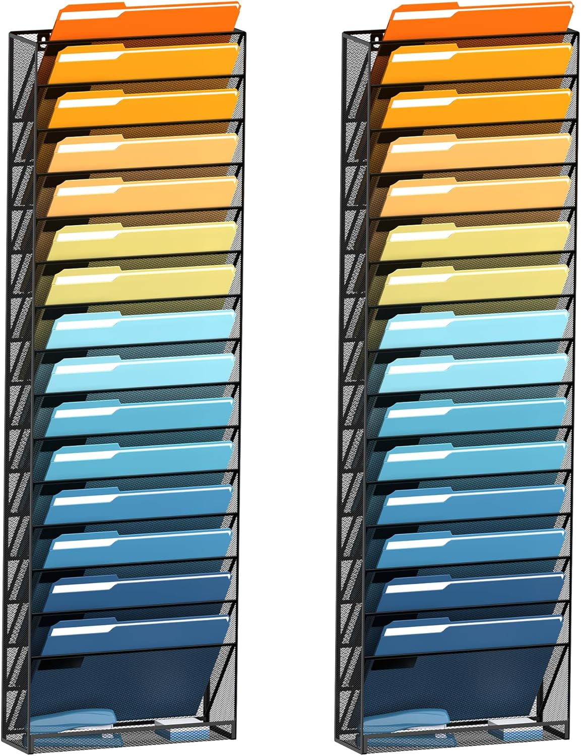 16-Tier Hanging File Organizer Wall File Holder, Wall Organizer for ...