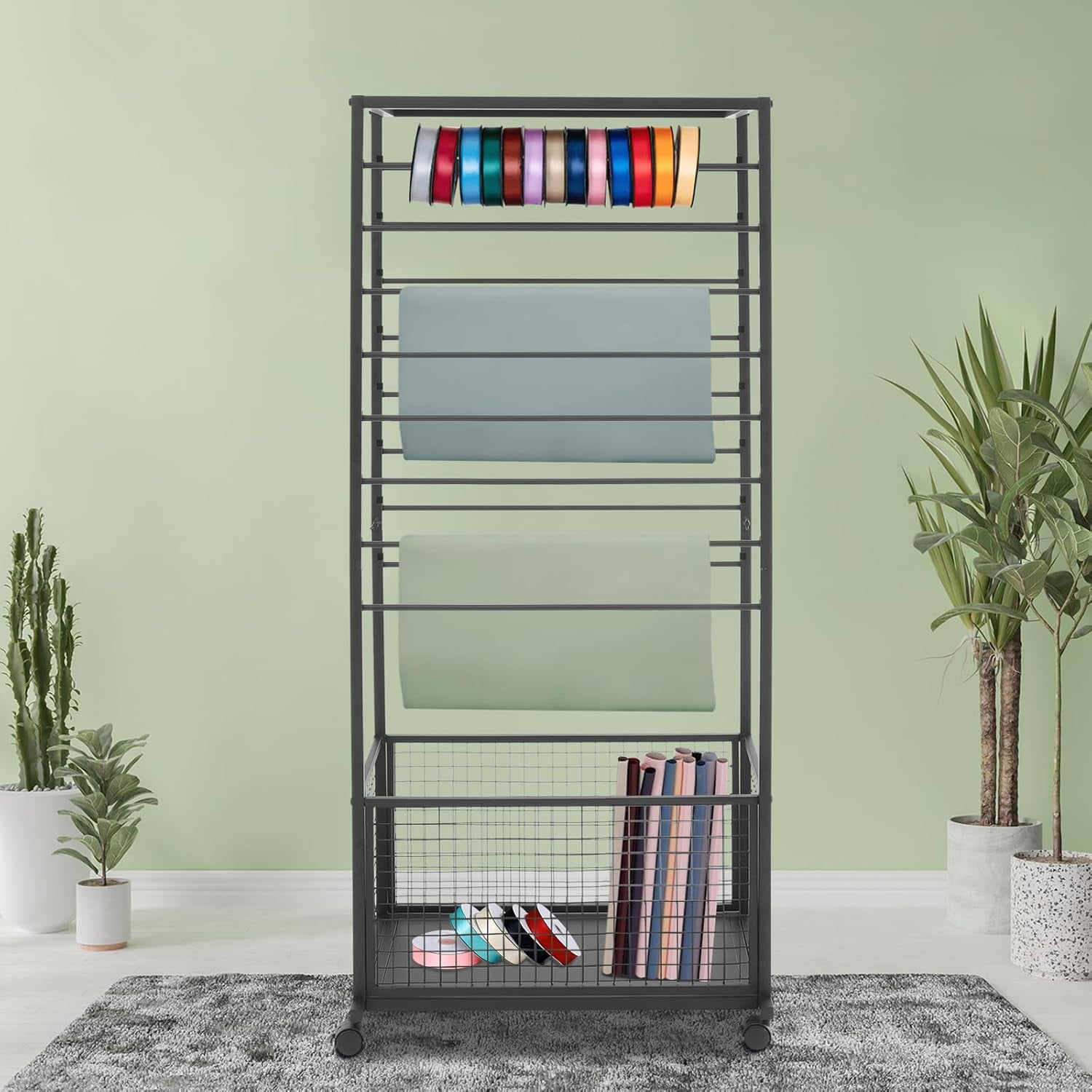 16-Tier Ribbon Holder Organizer Rack Rolling Ribbon Storage Holder ...