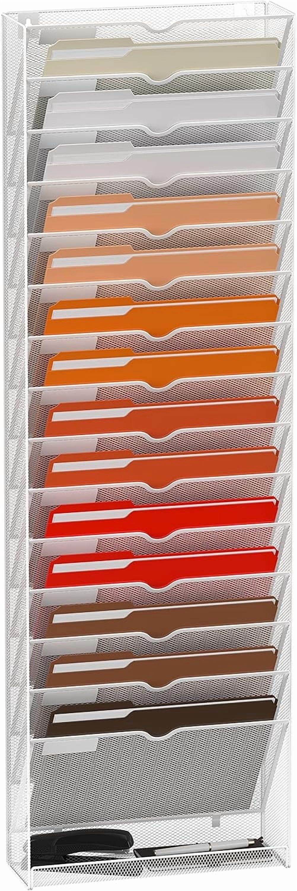 INTIGE, Wall File Organizer, 16-tier, White, Metal, Home Office ...