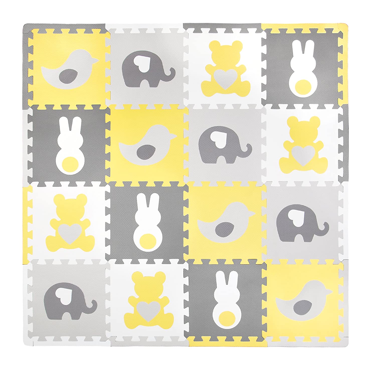 16 Tile Teddy & Friends Playmat for Kids | Interlocking Tiles with 16 ...