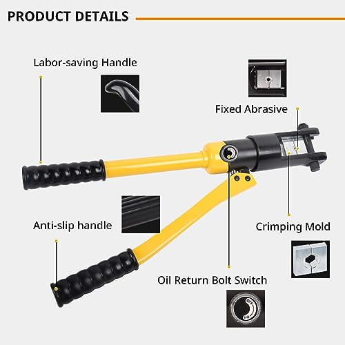 16 Ton Hydraulic Crimping Tool, Range 9 AWG to 600 MCM, Hydraulic ...