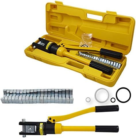 16 Ton Hydraulic Wire Cable Lug Terminal Crimper Crimping Tool with 11 ...