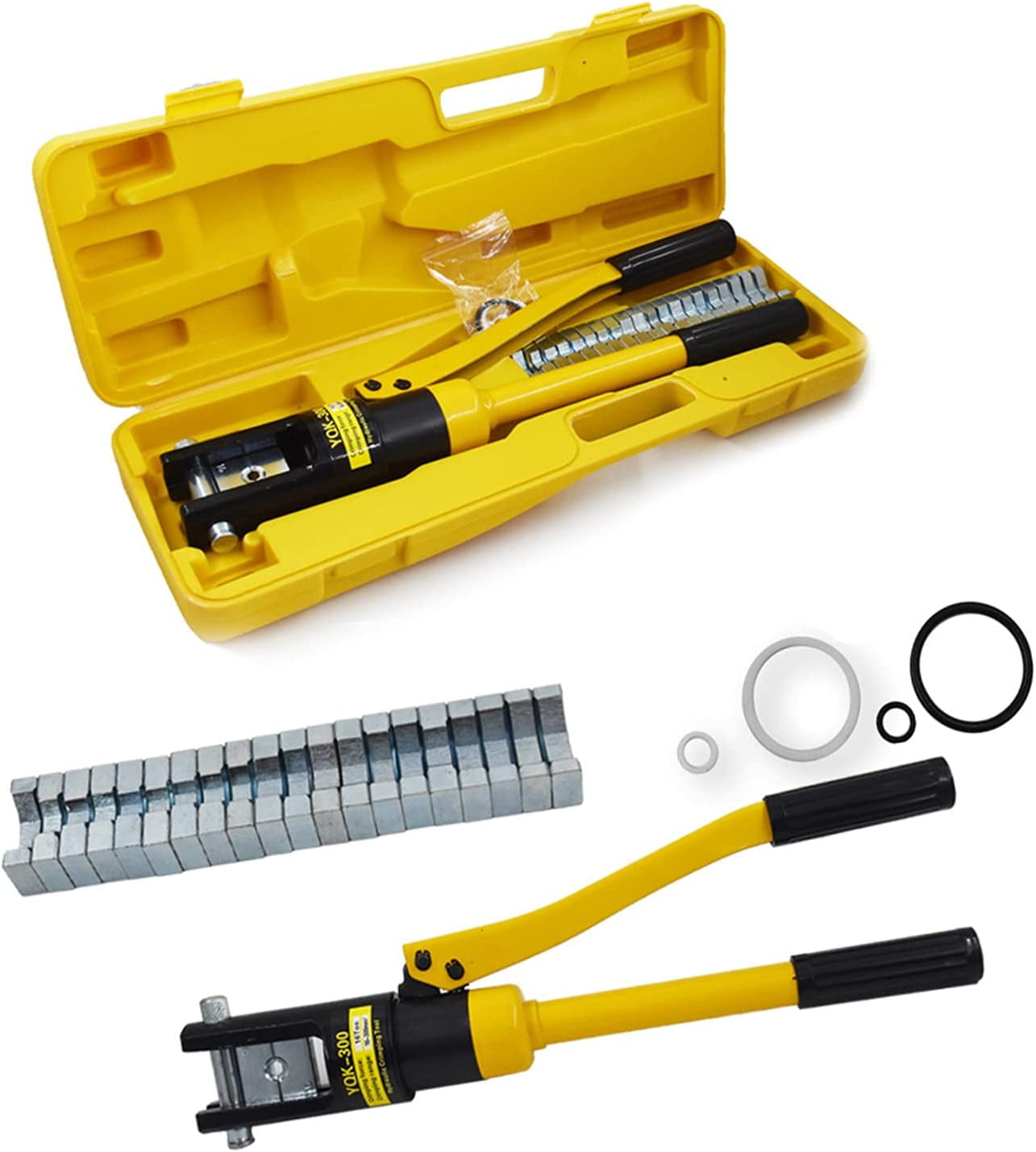 16 Ton Hydraulic Wire Crimper Battery Cable Lug Terminal Crimper Crimping Tool with 11 Dies for ...