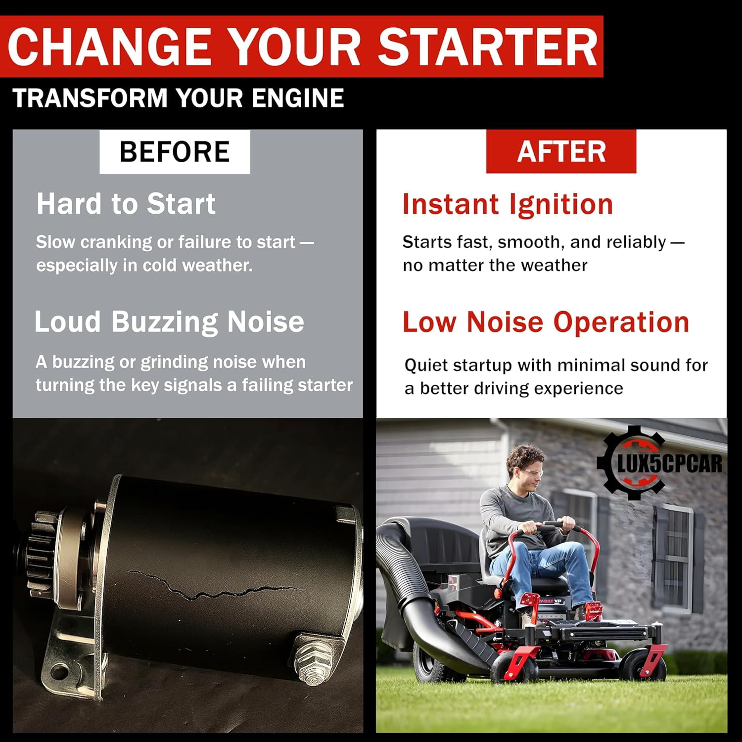 16 Tooth Starter Motor Replacement for LT1000 LT3000 LT4000 LT2500 ...
