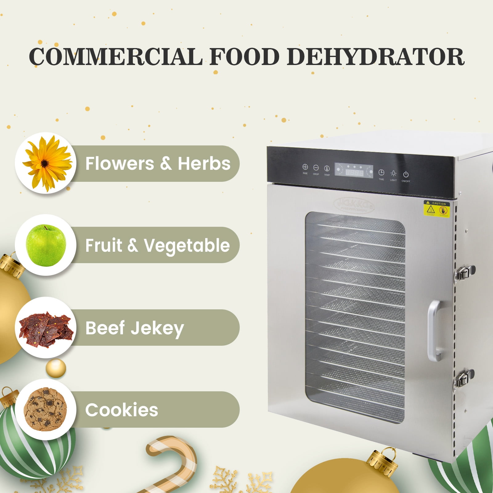 16 Tray Stainless Steel HAKKA Food Dehydrator | Touch Panel with Timer ...