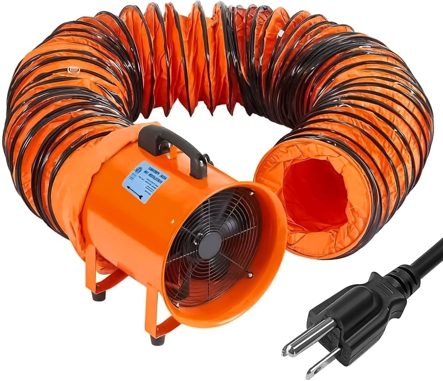 16 in Two Speed Utility Blower Exhaust Fan with 32.8 ft Duct, 3500 r ...
