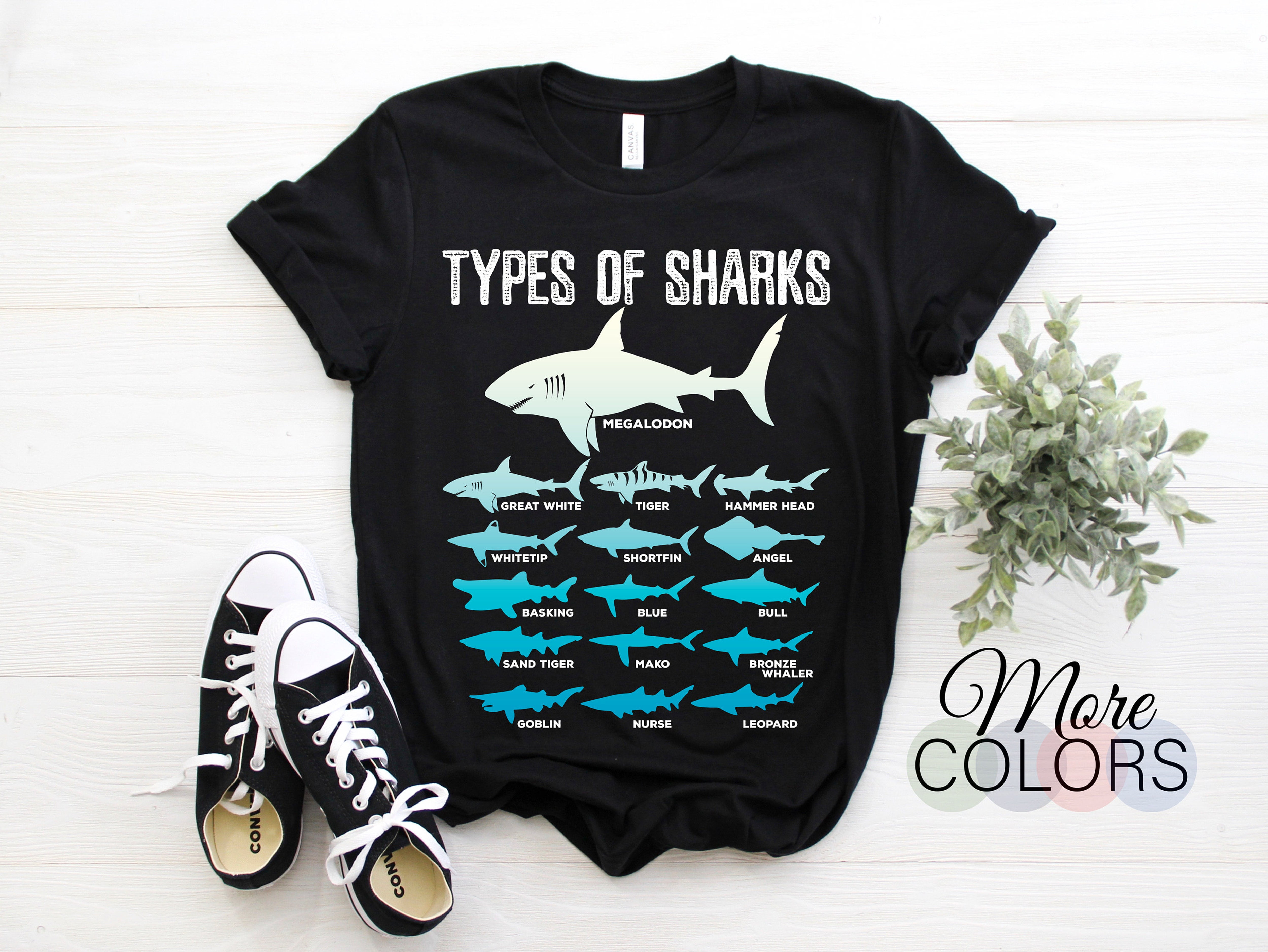 16 Types of Sharks T-Shirt, Marine Biology, Shark Week, Shark Tank ...