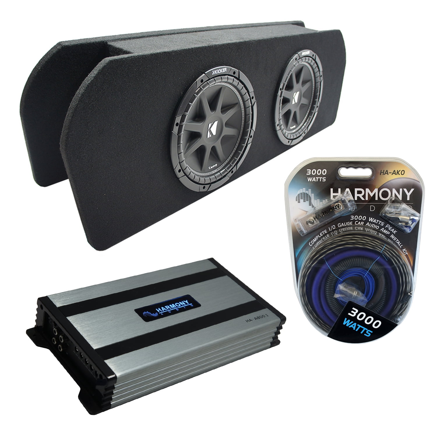 16-UP Ford Mustang Coupe Kicker Comp C10 Dual 10" Custom Sub Box HA-A800.1 Amp - Walmart.com