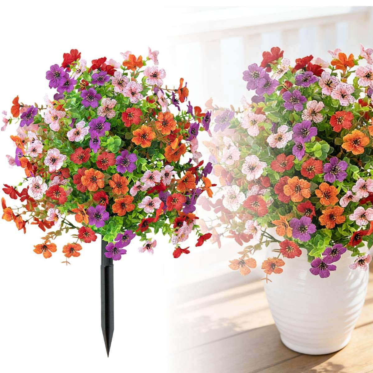 16" UV Resistant Artificial Outdoor Flowers: Waterproof Faux Flower ...