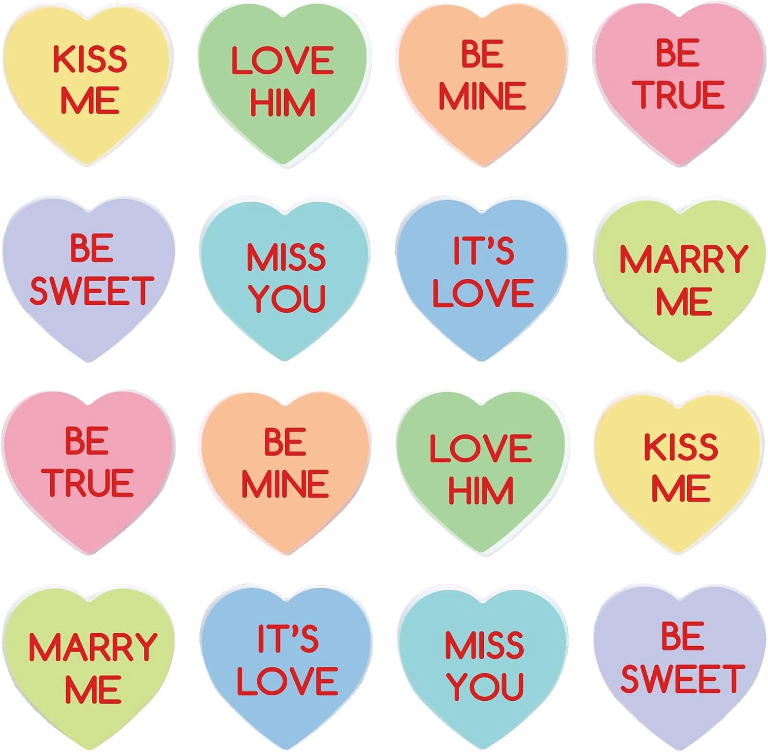 16 Valentine's Day silicone heart-shaped colorful candy beads, suitable ...