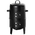16" Vertical Charcoal BBQ Smoker Grill - 3-in-1 Design, Dual Cooking ...