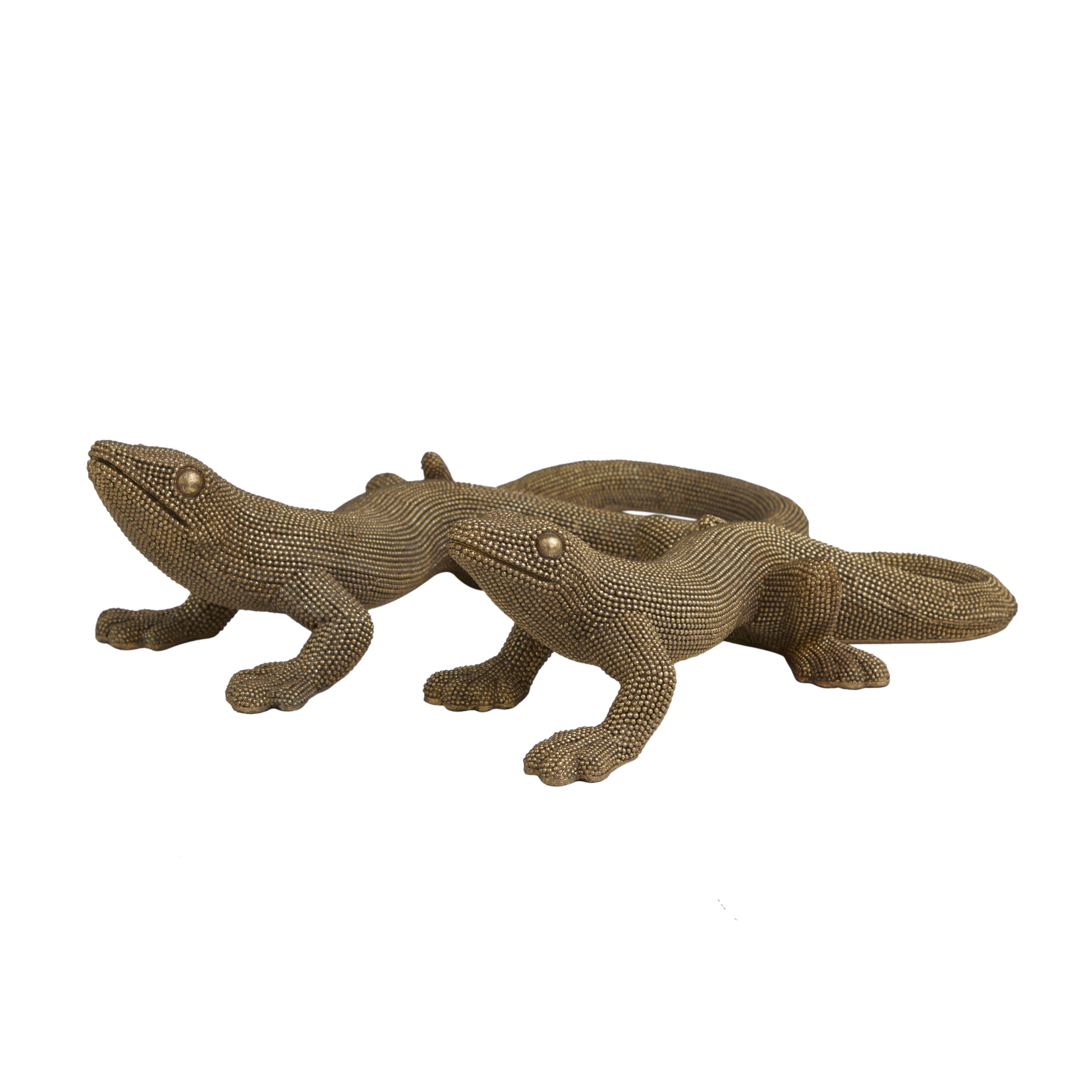 DecMode Gold Resin Beaded Lizard Sculpture Unique Home Decor - Walmart.com