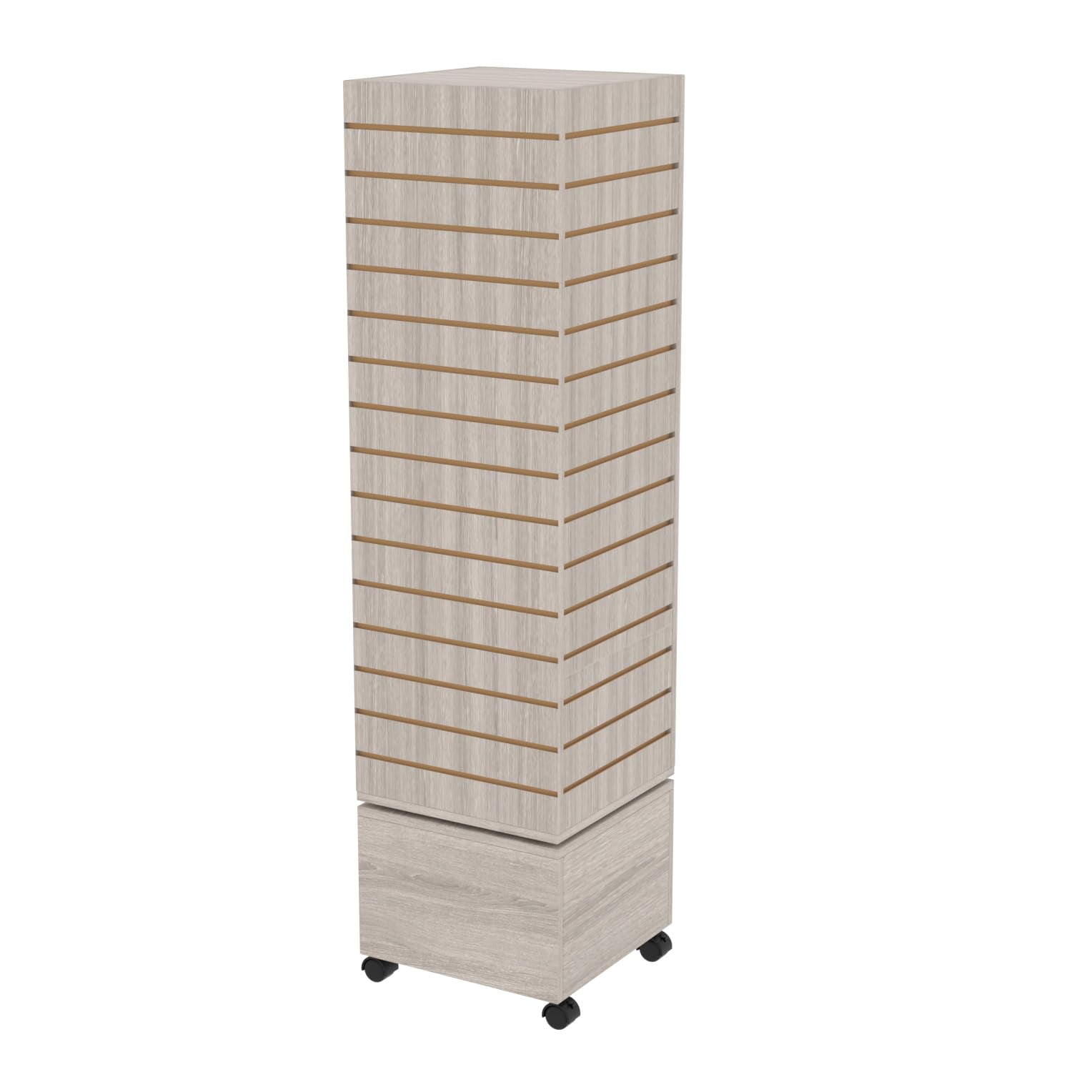 16”W * 16”D * 60”H - Gray Wood Grain Slatwall Tower, Slatwall Display ...
