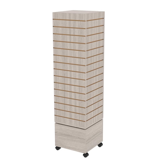16”W * 16”D * 60”H - Gray Wood Grain Slatwall Tower, Slatwall Display ...