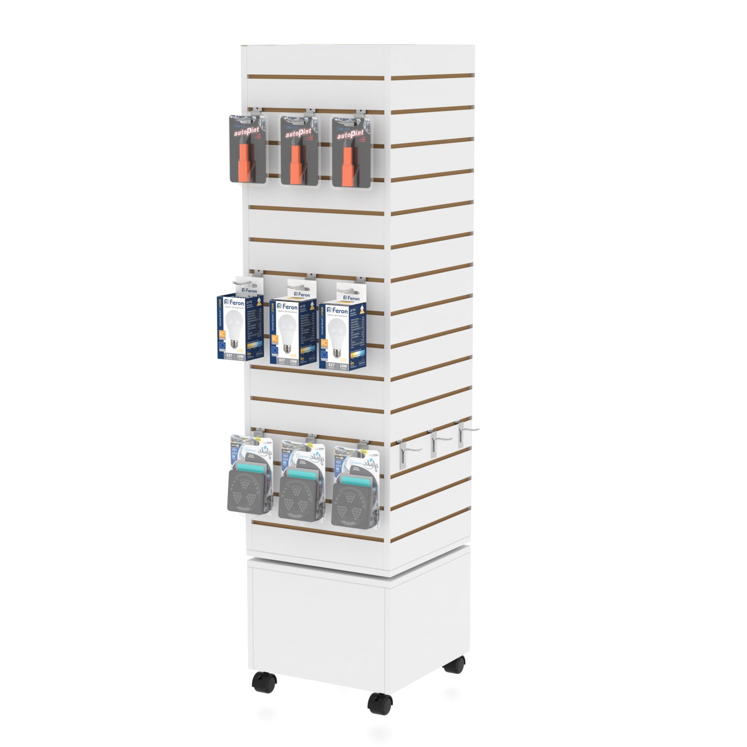 16”W * 16”D * 60”H - White Slatwall Tower, Slatwall Display Tower ...
